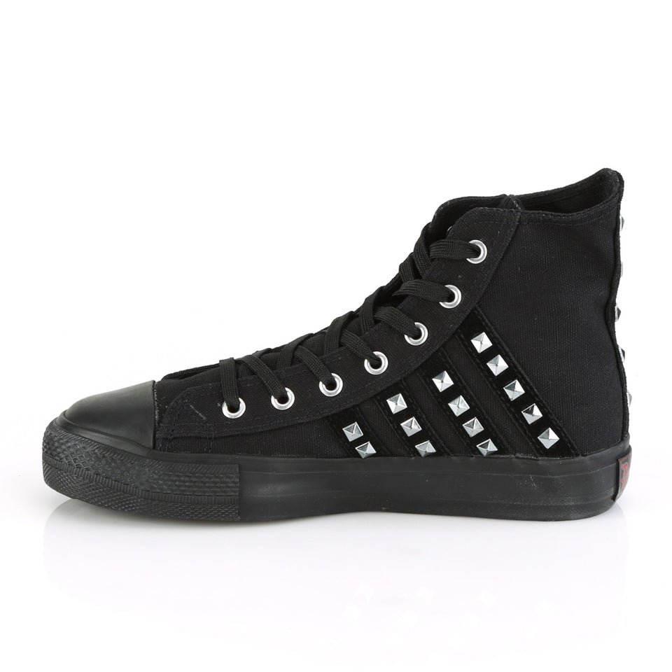 DEMONIA "Deviant-103" Sneakers - Black Canvas-Suede – Demonia Cult