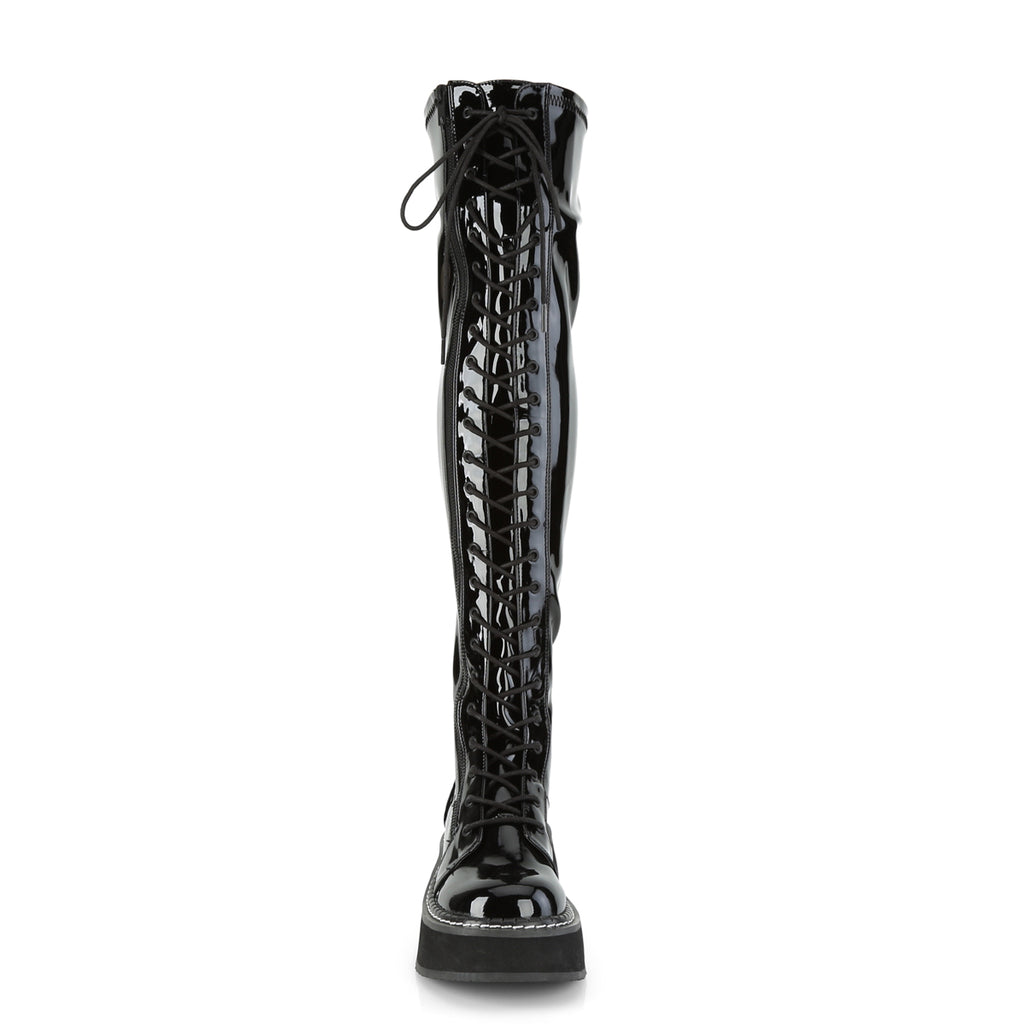 DEMONIA "Emily-375" Over-the-knee Boots - Black Patent – Demonia Cult