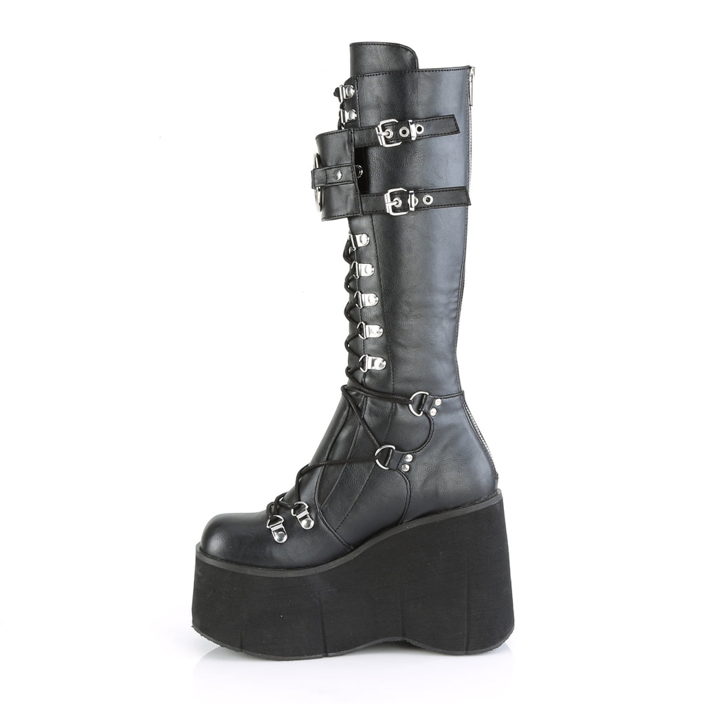 DEMONIA "Kera-200" Knee-high Boots - Black Vegan Leather – Demonia Cult