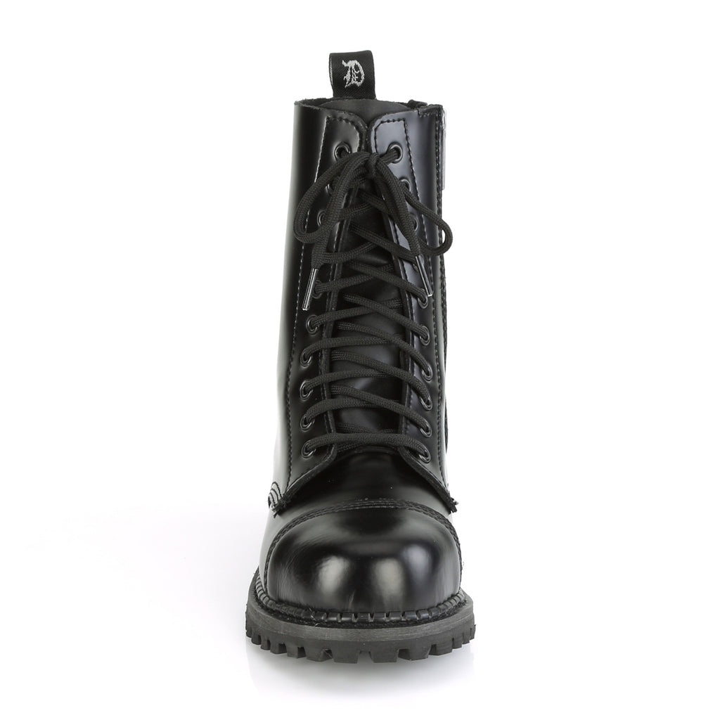 DEMONIA "Riot-10" Ankle Boots - Black Leather – Demonia Cult