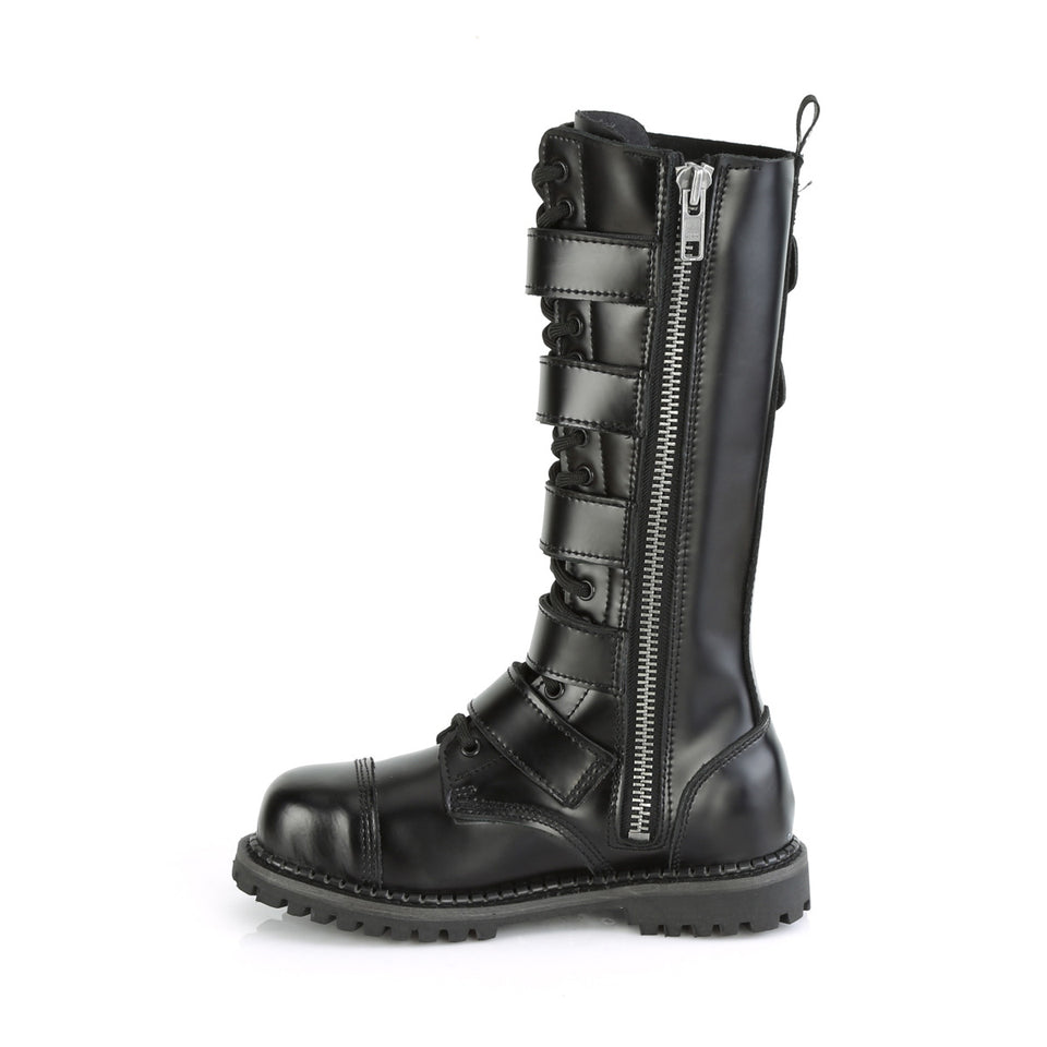 DEMONIA "Riot-18BK" Boots - Black Leather – Demonia Cult