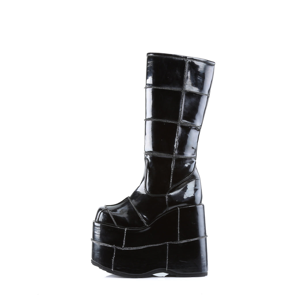 DEMONIA "Stack-301" Knee-high Boots - Black Patent – Demonia Cult