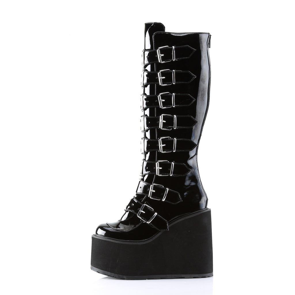 DEMONIA "Swing-815" Knee-high Boots - Black Patent – Demonia Cult