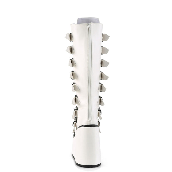 DEMONIA "Swing-815" Knee-high Boots - White Vegan Leather – Demonia Cult