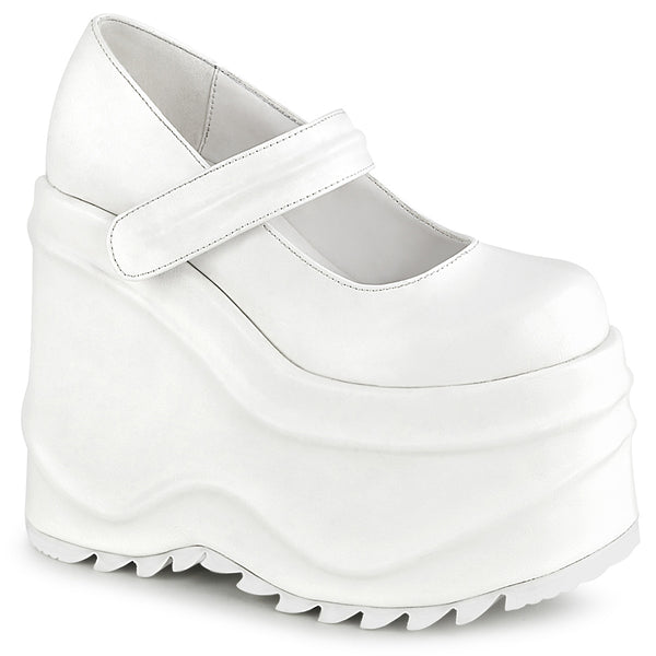 DEMONIA "Wave-32" Platforms - White Vegan Leather – Demonia Cult